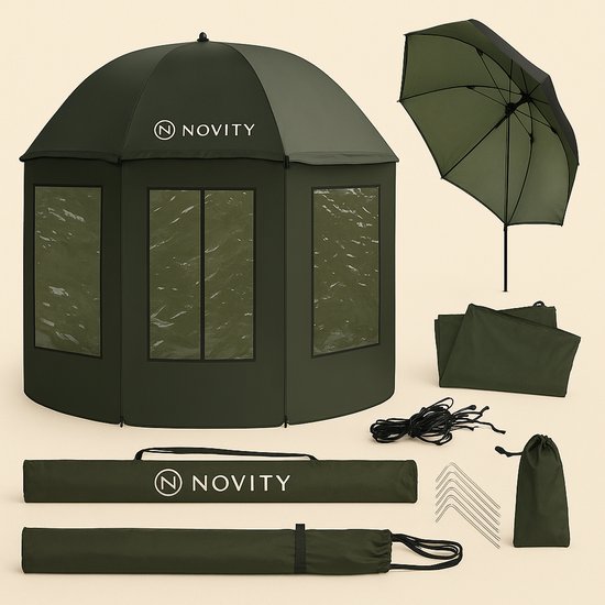 Novity® | Vissersparaplu met Tent – 240 cm – Waterdicht – Volledige ...