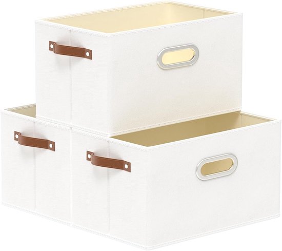Opvouwbare Opbergdozen - Stijlvol en Praktisch - 3-pack - Wit - Stof | bol