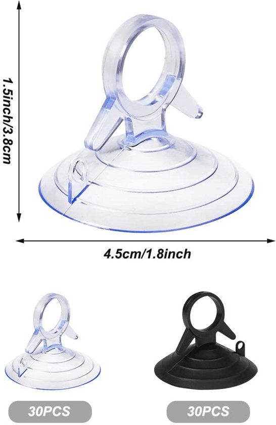 Grote Zuignappen 45 mm - 60 Stuks Zwarte PVC Zuignappen voor Keuken ...