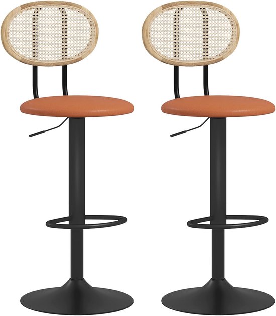 Verstelbare Hoge Barkrukken Set van 2 met Rugleuning - Moderne Rotan ...
