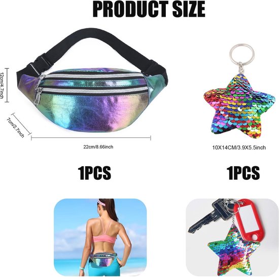 Glitter Heuptasje voor Meisjes en Vrouwen - Waterdichte Mini Fanny Pack ...