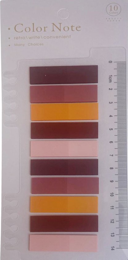 Index tabs - 200 stuks - inclusief liniaal - 10 kleuren - sticky notes ...