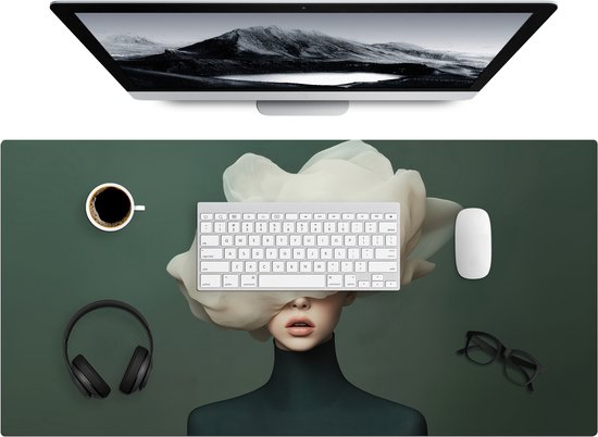 Bureau onderlegger 90x45 cm - Hoed - Vrouw - Beige - Muismat XXL ...