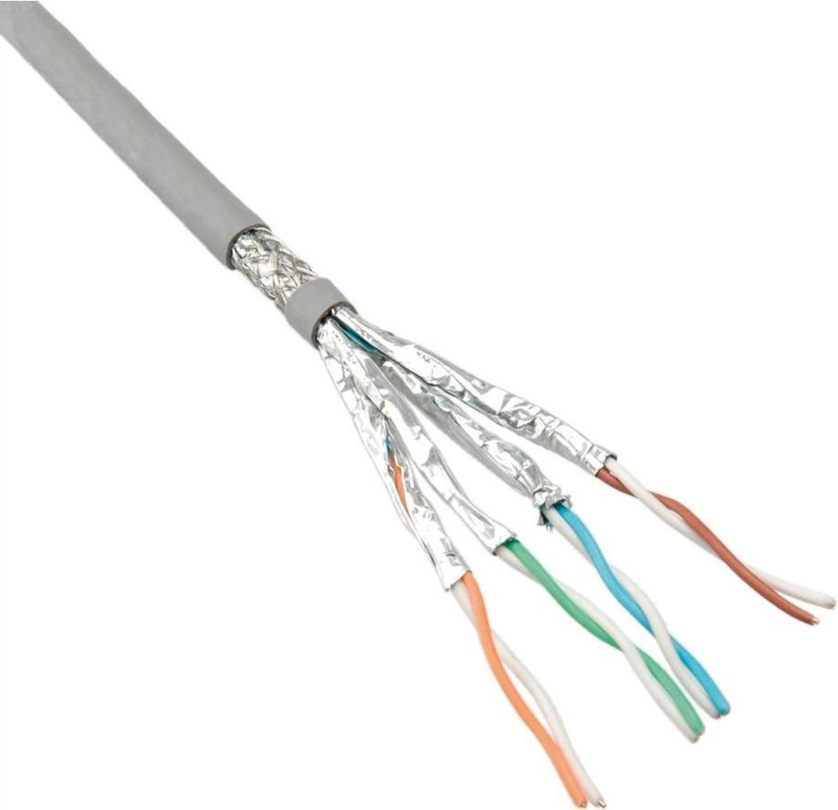 S/FTP CAT6 Gigabit netwerkkabel met vaste aders - AWG24 - LSZH / grijs ...