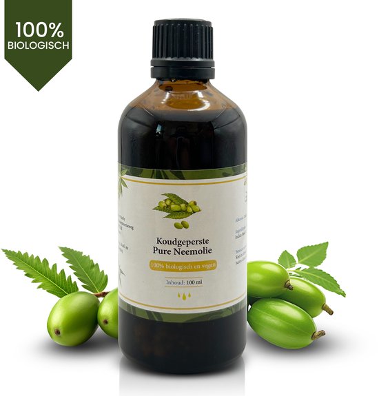 Neemolie 100% Biologisch - 100ml in Duurzame Glazen Fles - Koudgeperst ...