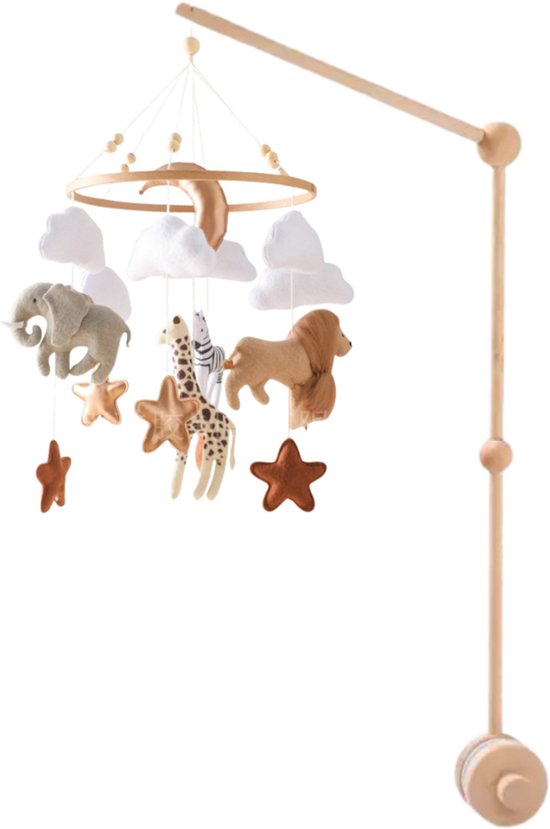 Joymaxx® Boxmobiel met Houten Mobiel Houder - Safari Dieren ...