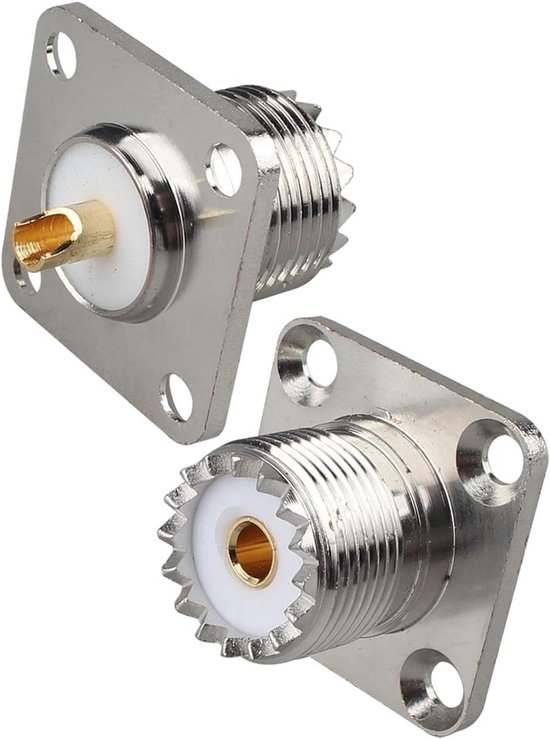 4 Hole Chassis Mount SO239 UHF Female Connector Solder RF Coax Adapter with Flange... | bol