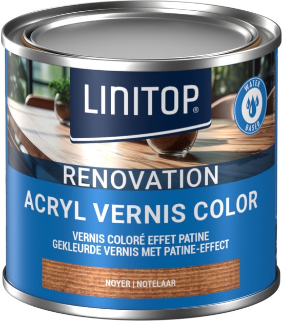 LINITOP Acryl Vernis Color Noyer - 0.25L - Duurzame Beschermende Vernis ...
