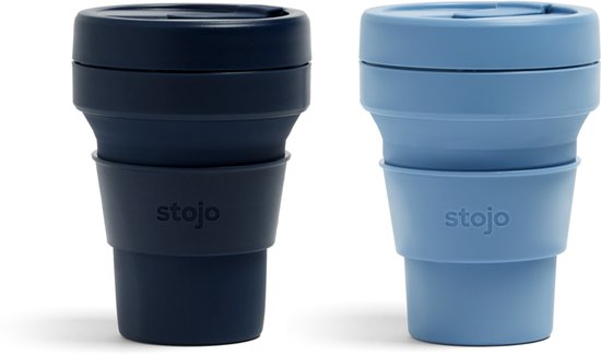 STOJO - Opvouwbare Beker - To Go - Denim & Steel - 355ml - Herbruikbaar ...