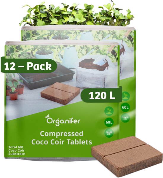 Coco Coir Kokossubstraat Tabletten - 12-Pack Van 10L Zakken, Totaal ...