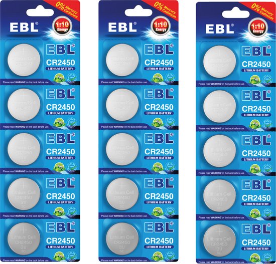 EBL 15-Pack CR2450 Knoopcel Batterij - Lithium 3v CR2450 | bol