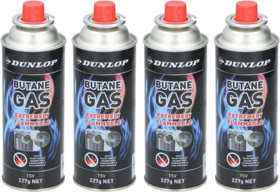 Dunlop - Butaan gasbussen - 4 x 227g - voordeelverpakking | bol