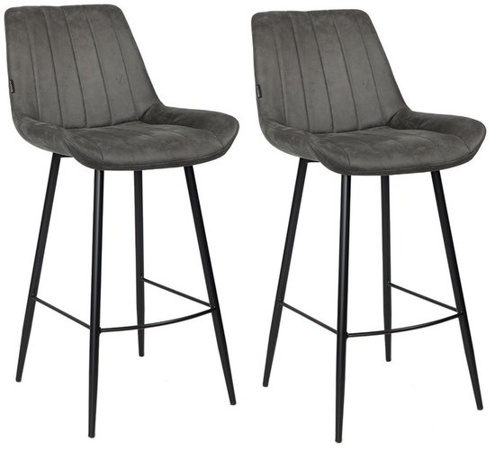Bronx71® Industriële barkruk Brooke antraciet 74 cm - Barkrukken set ...