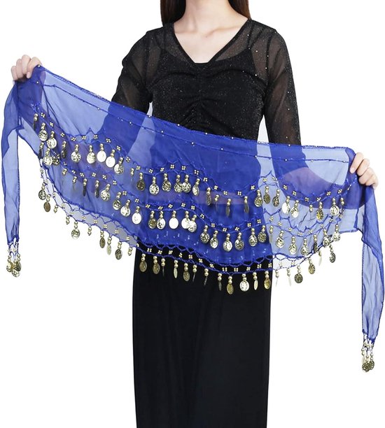 Hip Shawl for Belly Dancing - Jewel Blue - Perfect for Stage, Birthday ...