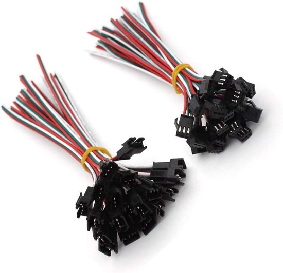 20 Pairs JST SM 3-Pin 2.54mm Pitch Connector Adapter met 150mm Kabel Draad voor LED Licht | bol