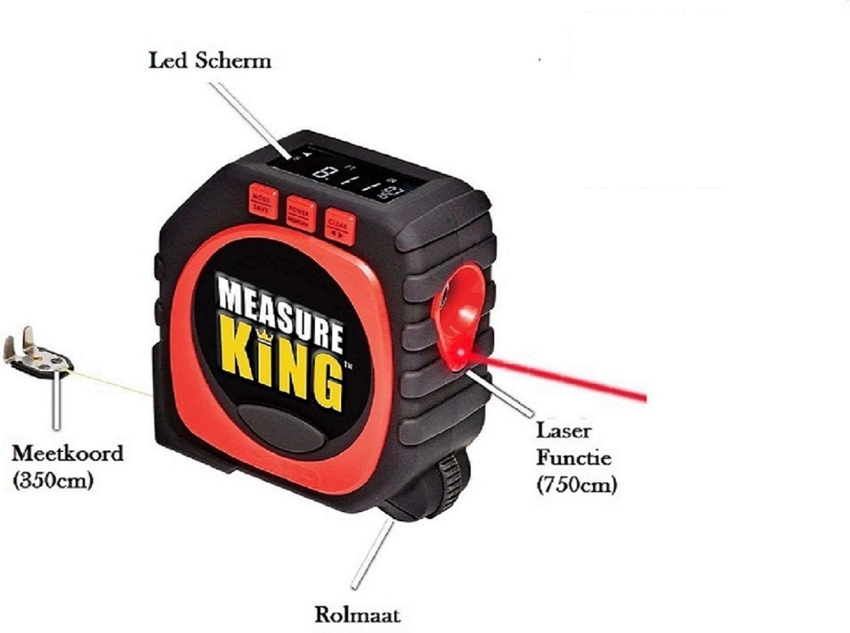 Meetlint- Digitale Meetlint - Hoge kwaliteit - 3 in 1 Rolmaat - Meter ...