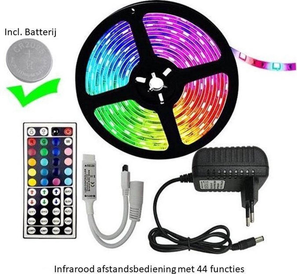 Éclairage en bande LED - 5 mètres - 44 touches RVB - avec télécommande IR 60 LED par mètre | bol