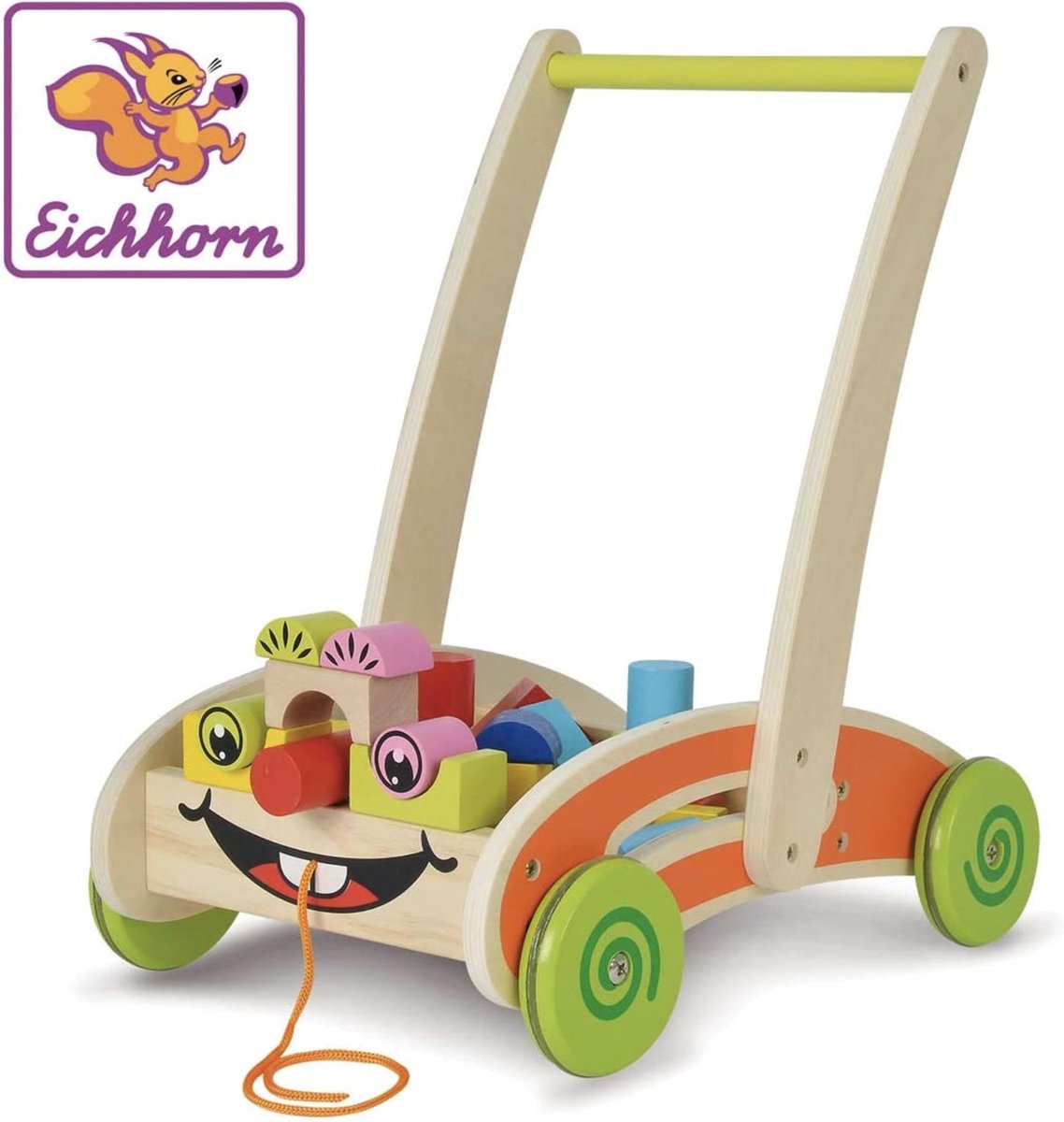 Loopwagen, baby walker hout met activiteiten - Met gekleurde bouwstenen ...