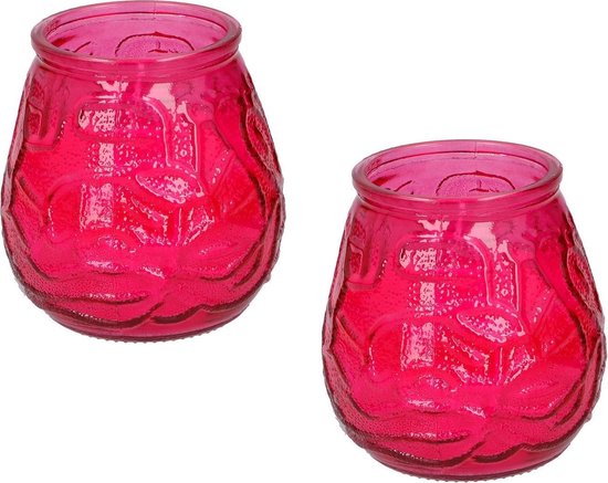 Set van 3x stuks Citronella lowboy tuin kaarsen in rood glas 10 cm ...