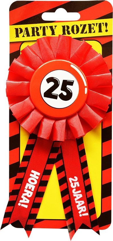 Paper Dreams Rozet Hoera 25 Jaar 15 X 8 Cm Polyester Rood | bol.com