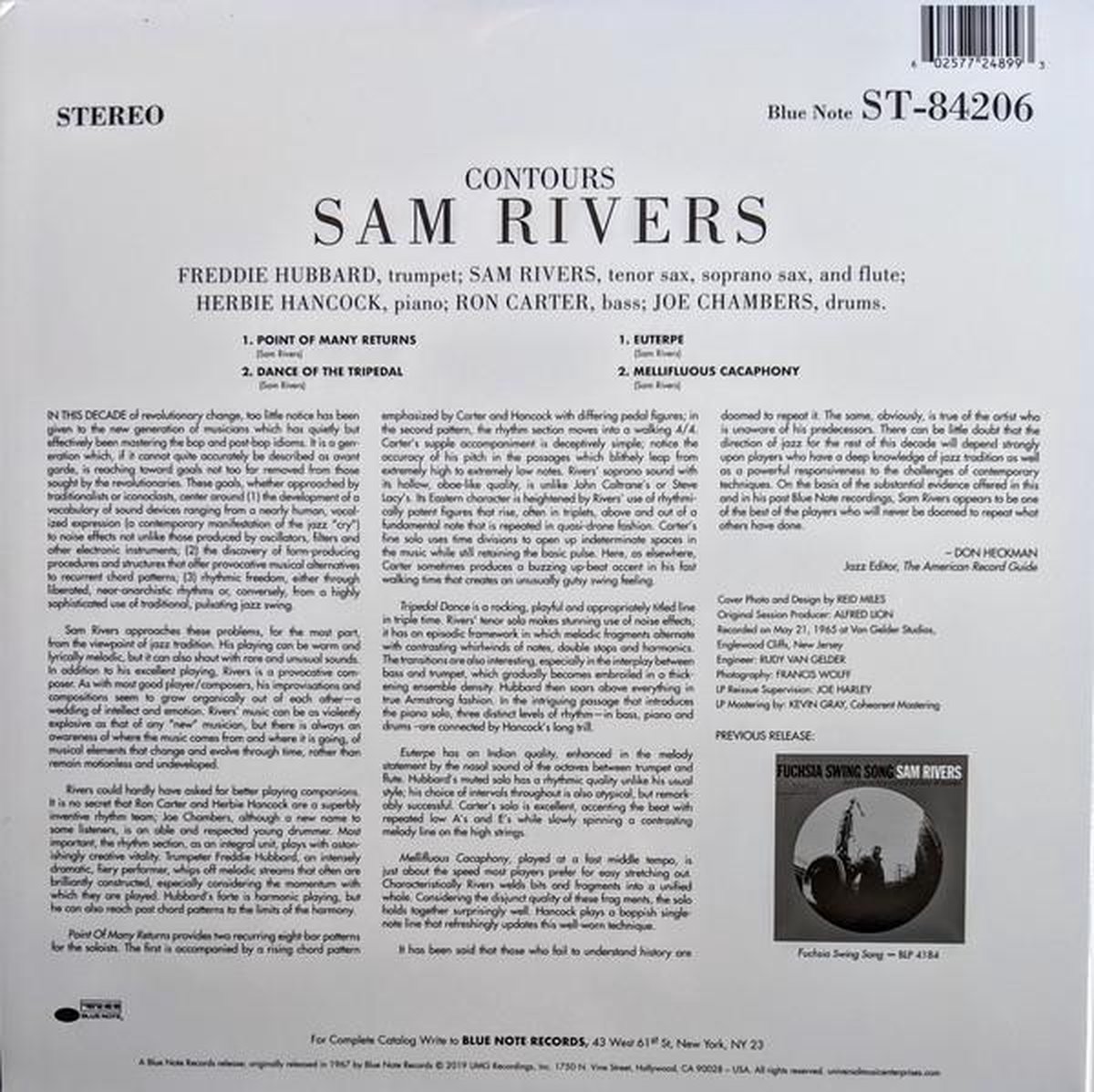 Sam Rivers - Contours (LP), Sam Rivers | LP (album) | Muziek | bol.com