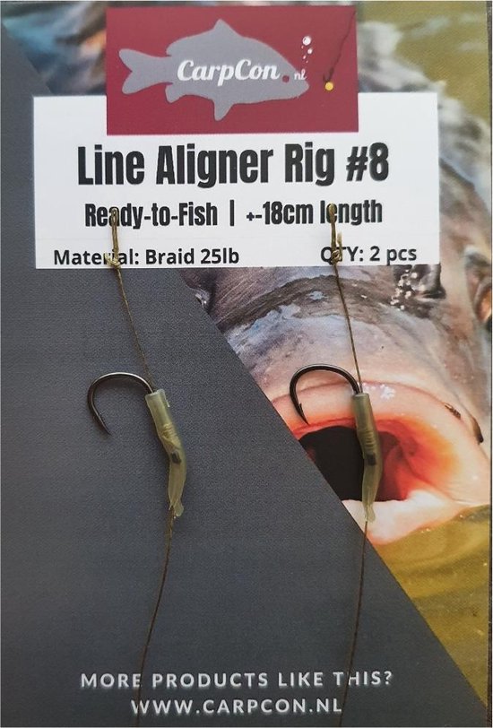 Line Aligner Rig - 2 stuks - Haakmaat #8 - Ready-To-Fish - Karper ...