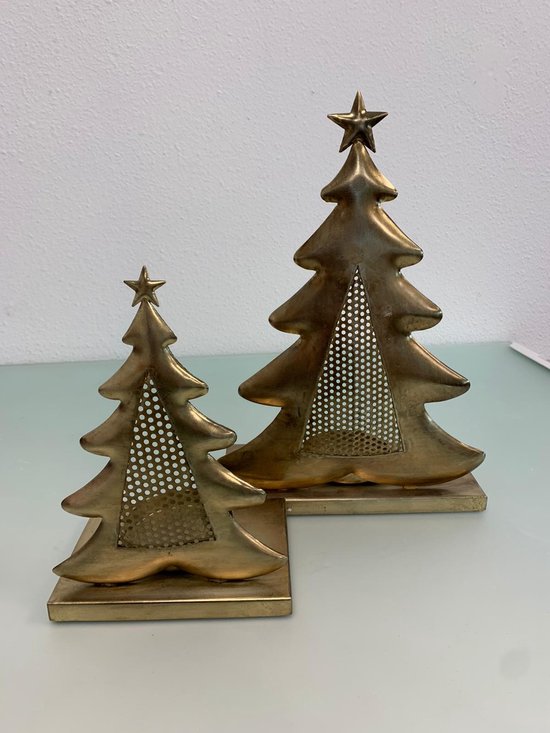 Stomp kaars houders- metalen kerstbomen - 2 maten | bol.com