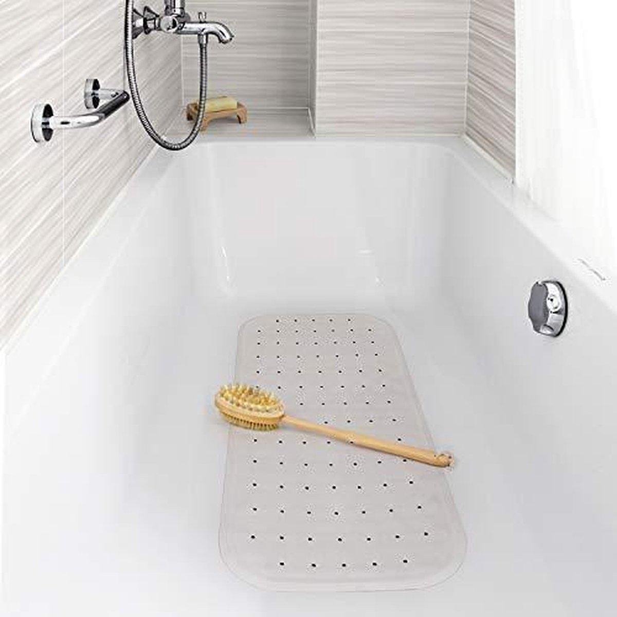 LOUZIR Antislip Badmat 76x35 CM - Wit Met Zuignappen - Rubber -Grip ...