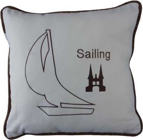 Kussen - boot - sierkussen - waterpoort - touwrand beige - nautisch ...