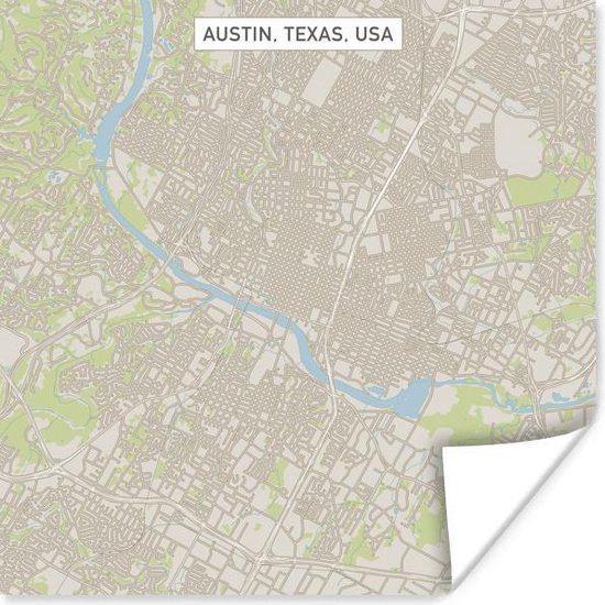 Illustration de la carte d'Austin au Texas poster 150x150 cm - Tirage ...