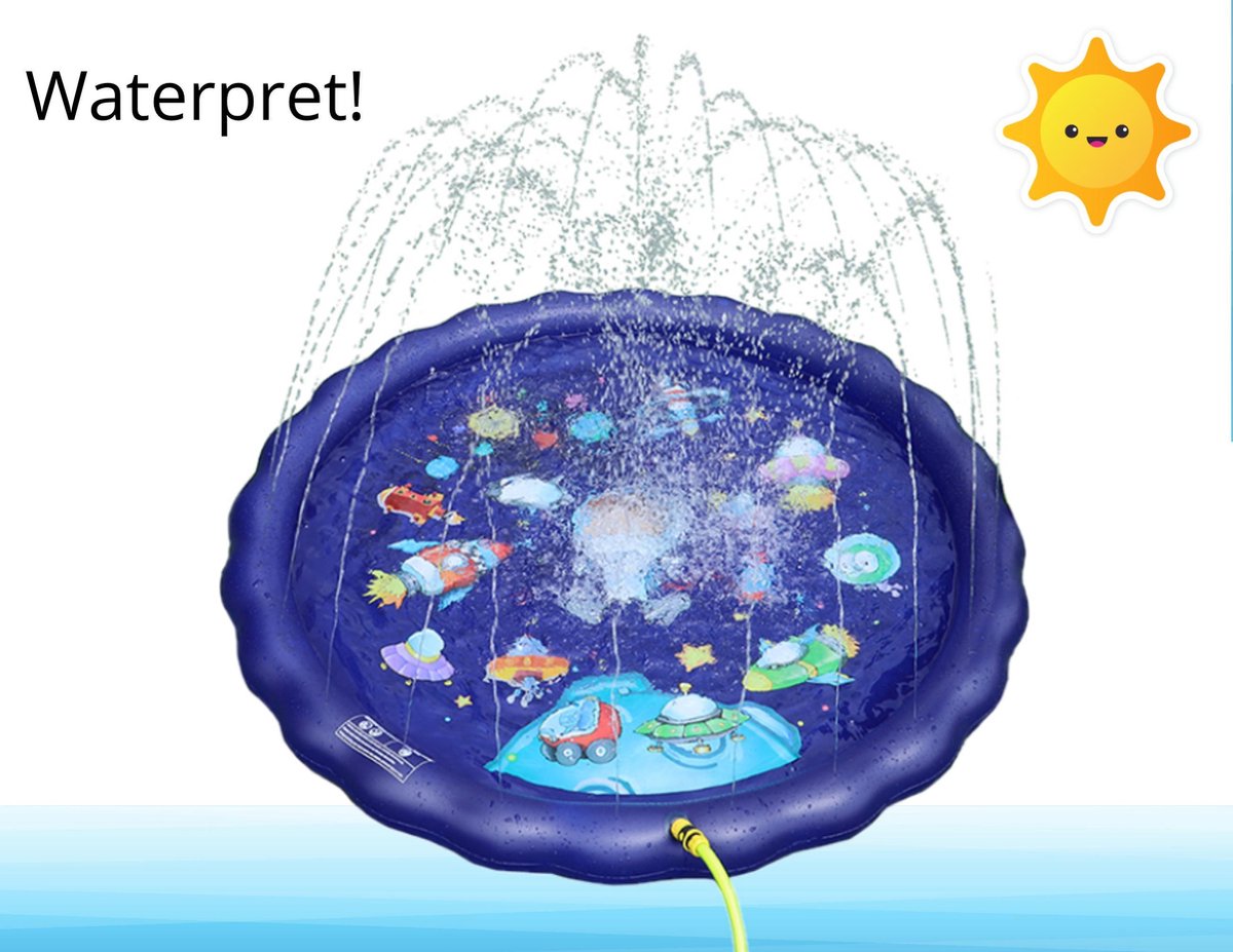 Grote watermat met fontein | Blauw | 170cm | speelmat | water speelgoed ...