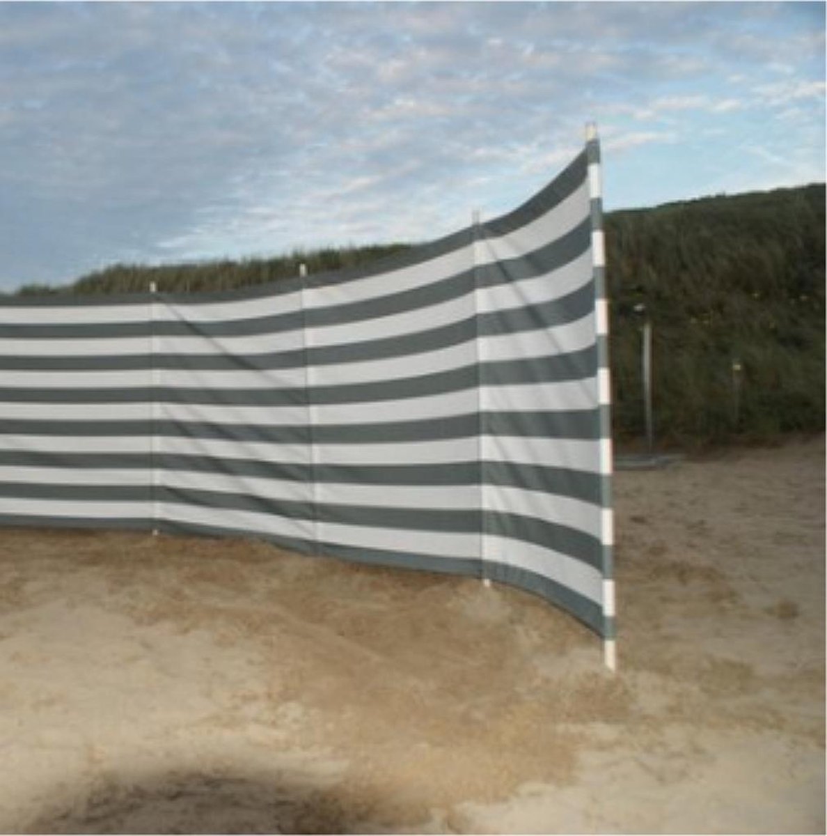 TOPPER!! Strand Windscherm Grijs - Wit - 5 meter Sterk Dralon - 2 ...