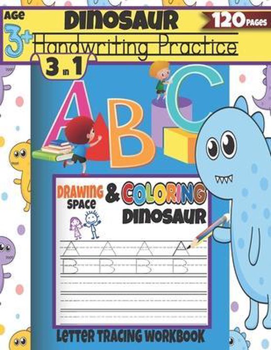 dinosaur handwriting practice: 3 in 1 Letter Tracing Workbook Age 3 ...