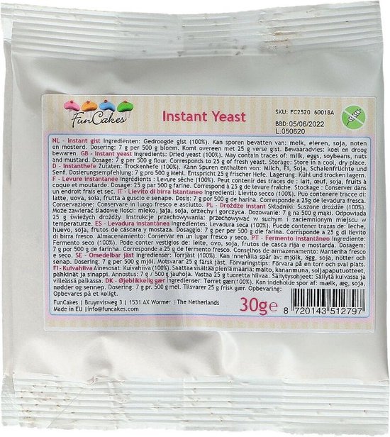 FunCakes - Bakingrediënt - Instant Gist - Brood bakken - 30g | bol.com