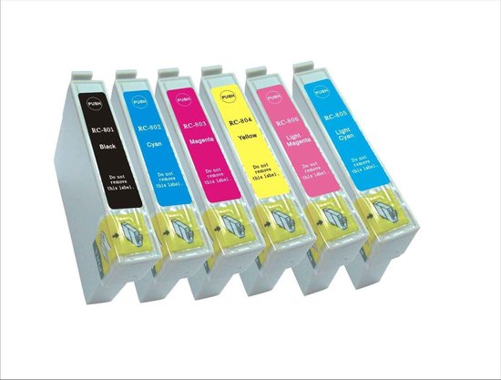 6 -pack T0801 t0802 t0803 t0804 t0805 t0806 T0807 inkt cartridge Epson ...