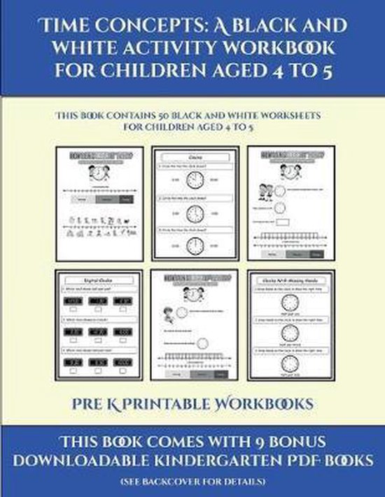 Pre K Printable Workbooks (Time concepts: A black and white activity ...