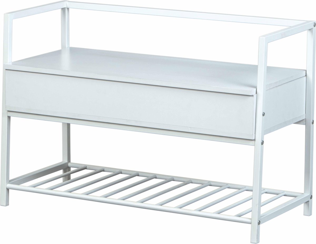 Sent schoenenkast met 1 plank en 1 gedeeld vak wit. | bol.com