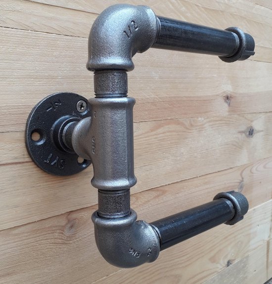 Industriële Dubbele Toiletrolhouder van stalen buis – Incl ...