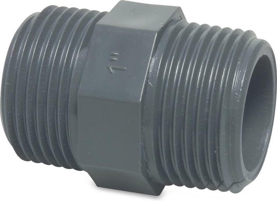 Mega Nippel PVC-U 2 1/2" buitendraad 10bar grijs | bol