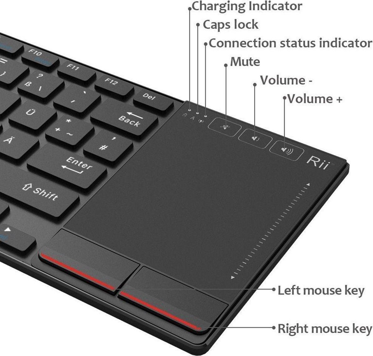Rii mini K22 comfortabel slim-size keyboard met functietoetsen en ...