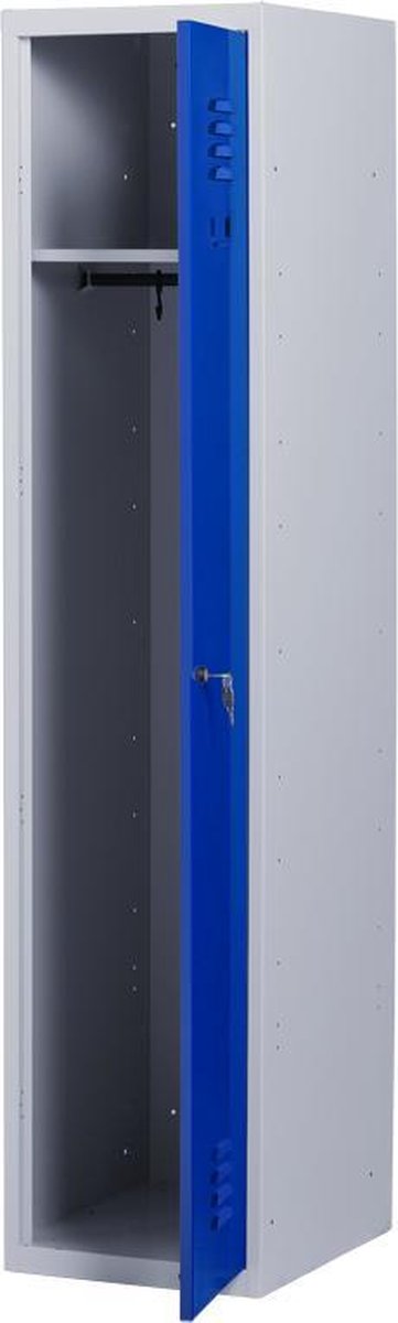 Lockerkast metaal met slot - 1 deurs 1 delig - Grijs/blauw - 180x40x50 ...