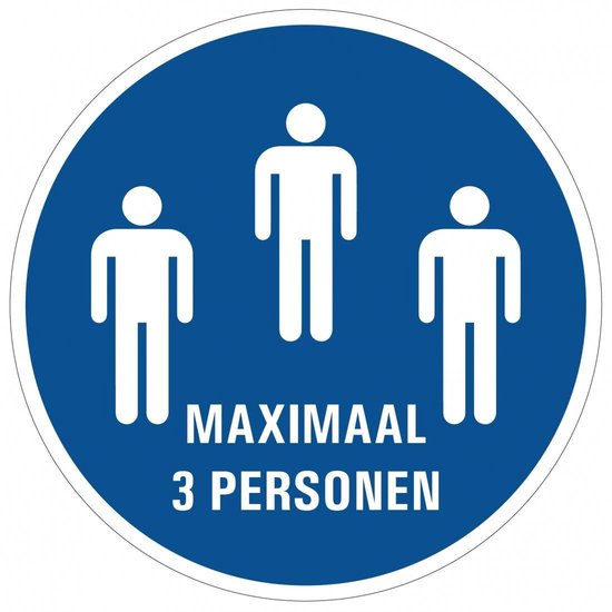 Maximaal 3 personen sticker 50 mm - 10 stuks per kaart | bol.com