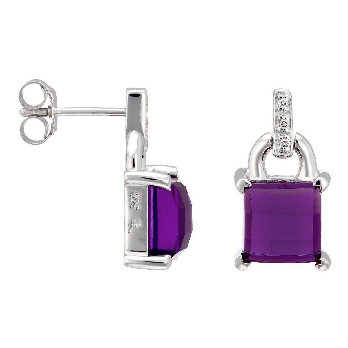 Orphelia Oorbel Amethyst Quartz - Zirconium Sterling Zilver 925 | bol.com