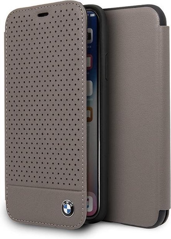 BMW Bruin iPhone X-Xs - Book Case - Stijlvol - Leer - Met pashouder ...