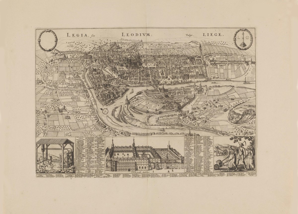Ancienne carte historique de Liège 1695 - Affiche Carte de la ville de ...