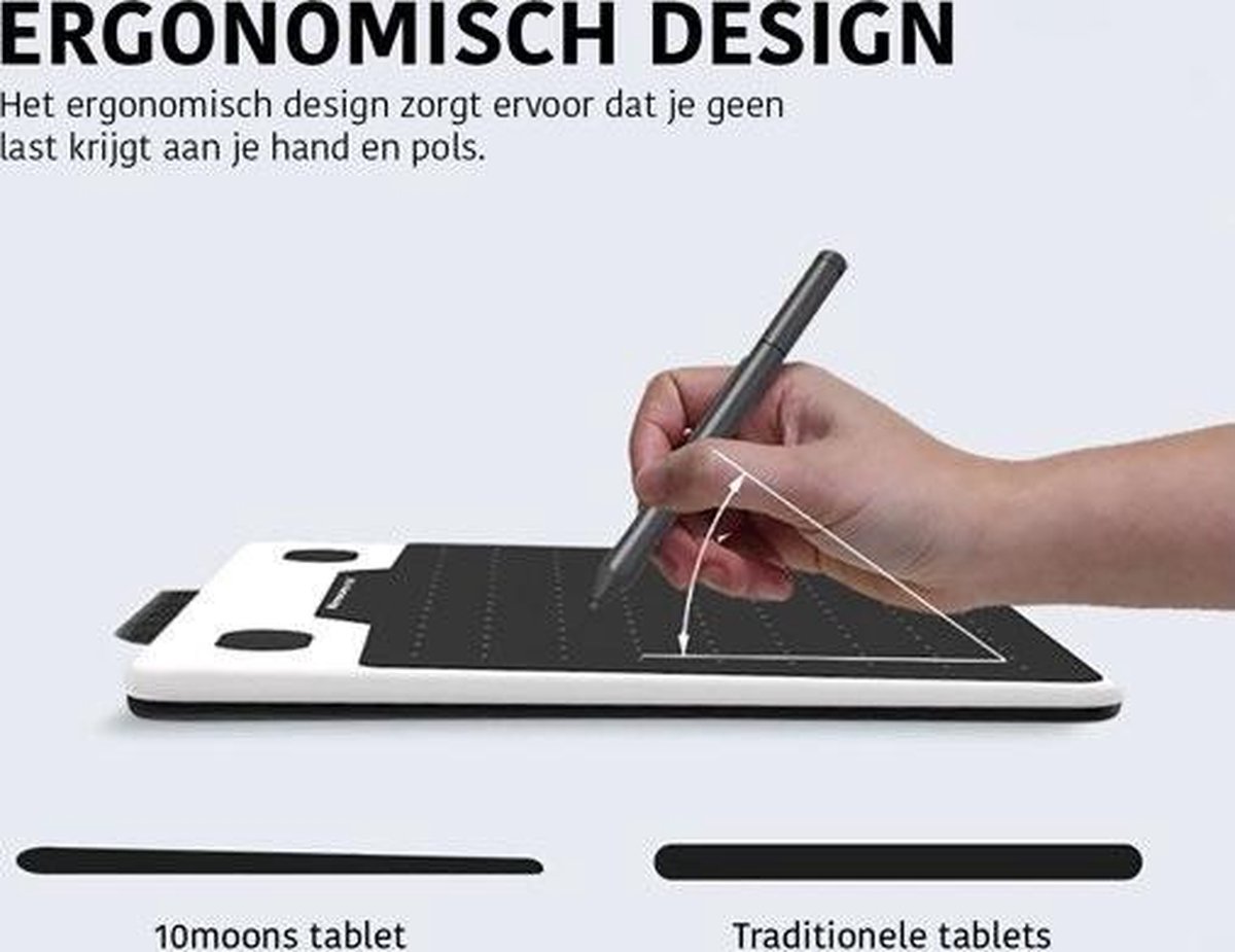 Grafische Tekentablet - 10moons - 8192 Drukniveaus - 4K tekenpen ...
