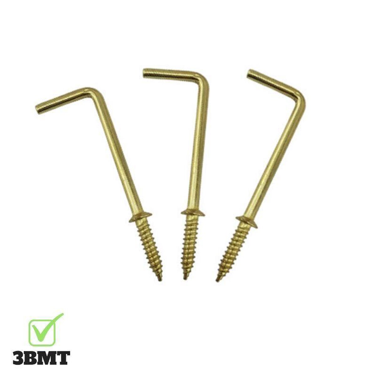 3BMT - Schroeven L haak - 40 mm - messing - houtschroef | bol.com