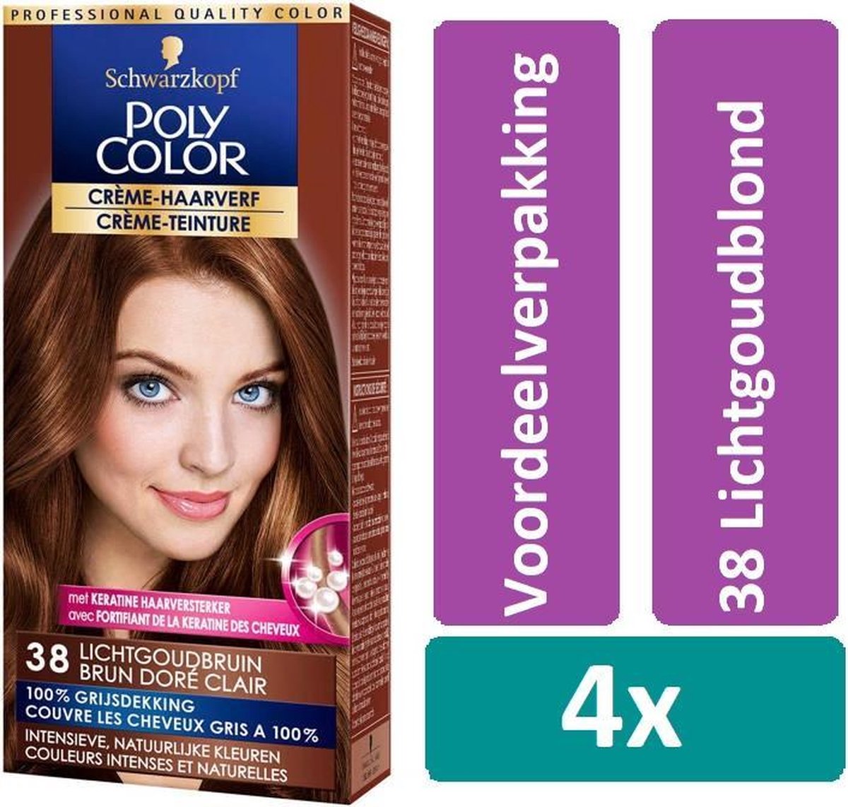 Poly Color Haarverf 38 Lichtgoudbruin Haarverf - 4 stuks ...