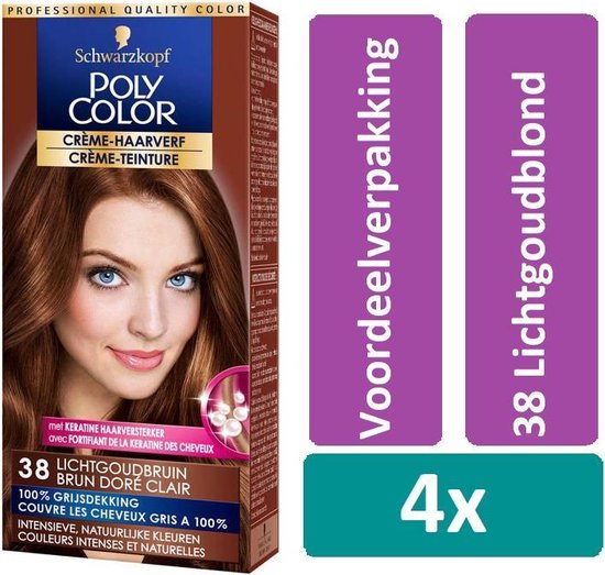 Poly Color Haarverf 38 Lichtgoudbruin Haarverf - 4 stuks ...