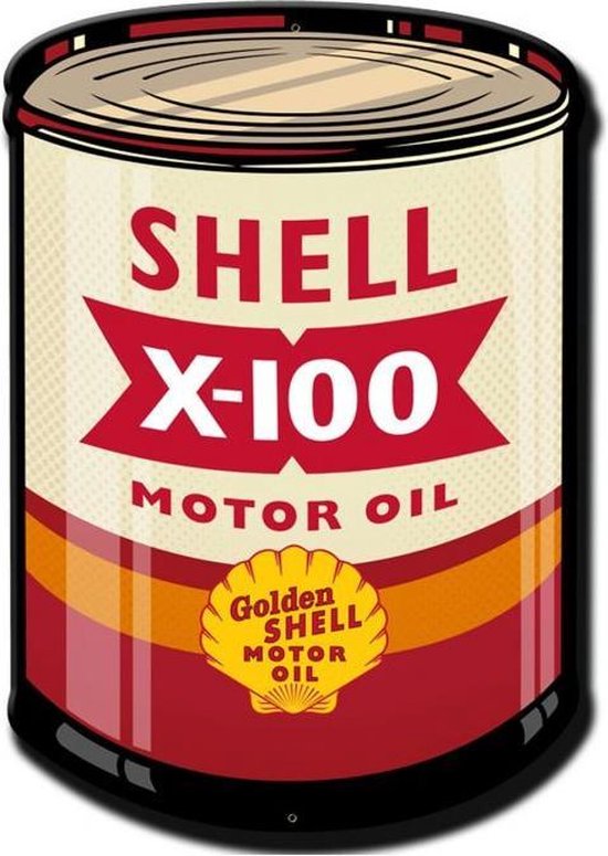 Shell X-100 Motor Oil Oil Can Shaped Zwaar Metalen Bord | bol
